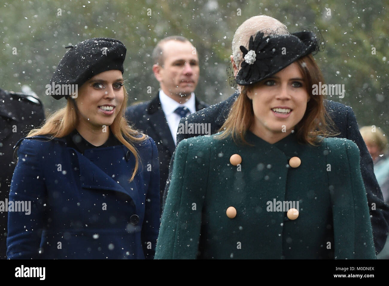 Princess Beatrice (left), Princess Eugenie and their father, the Duke ...