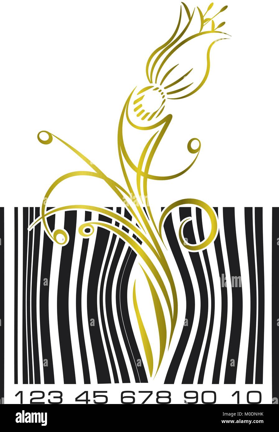 Bar code with flower. Vector ilustration Stock Vector Image & Art - Alamy