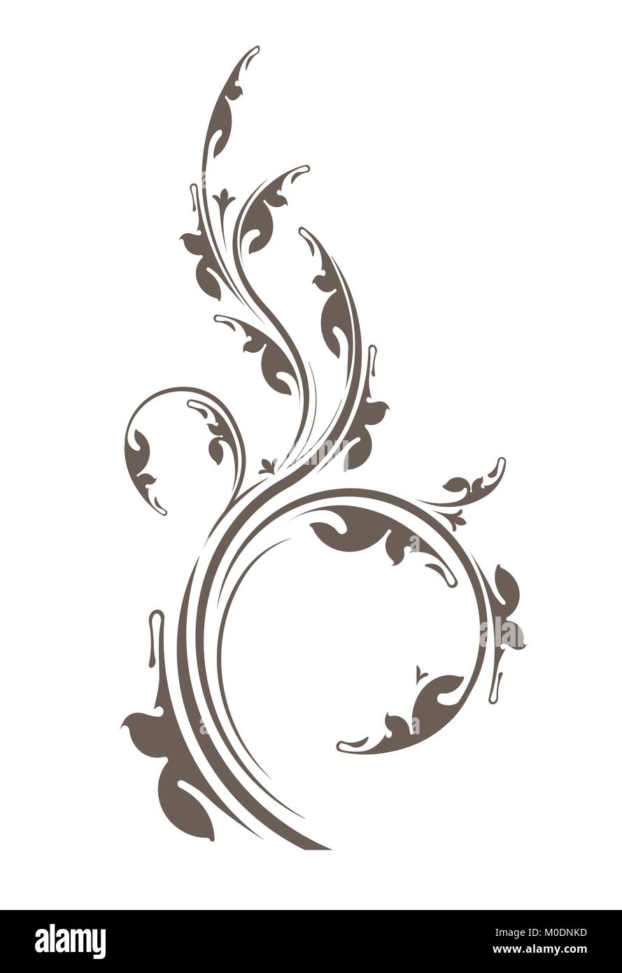 Decorative floral branch isolated on a white. Vector illustration Stock ...