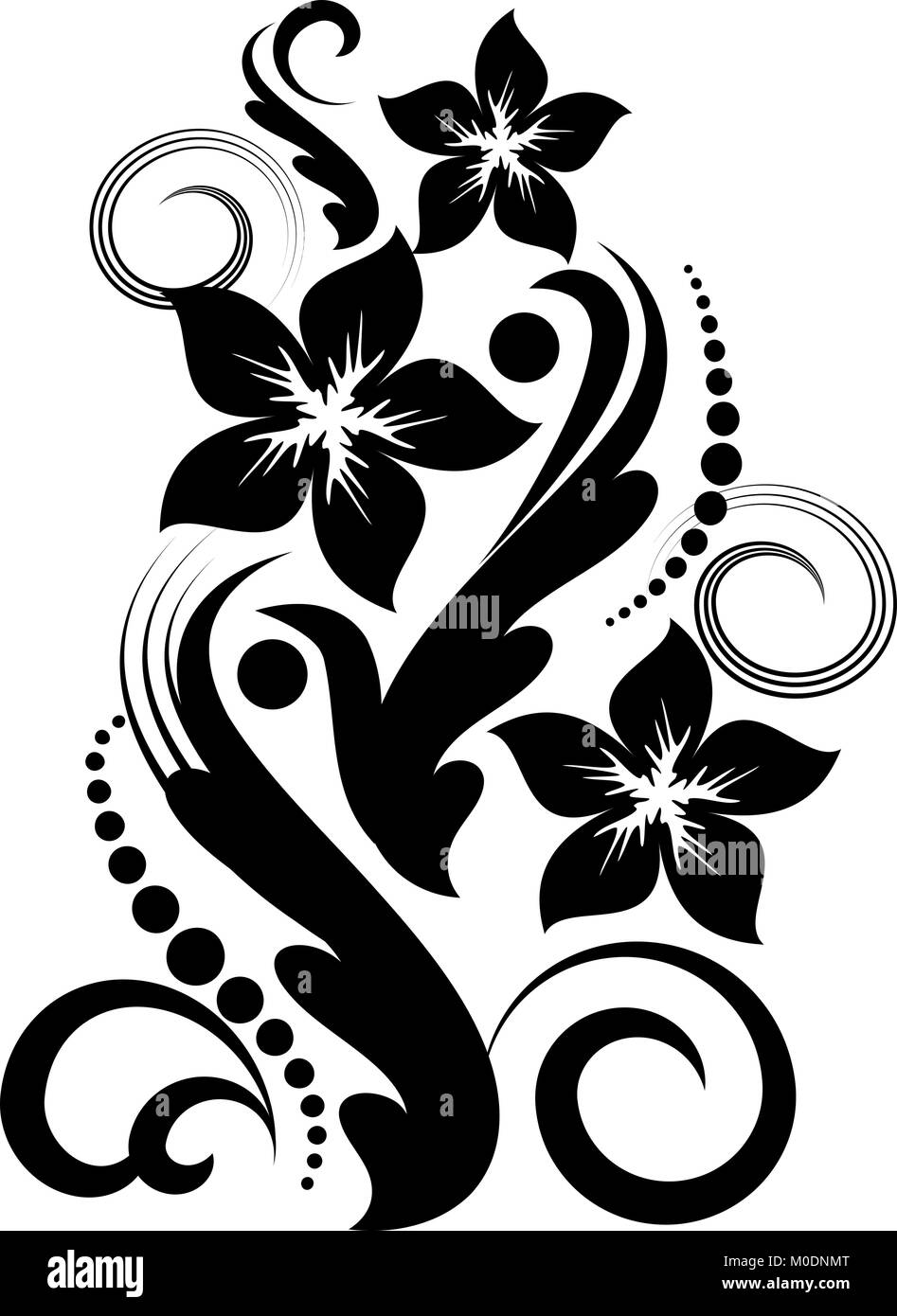 Black And White Floral Design Clipart