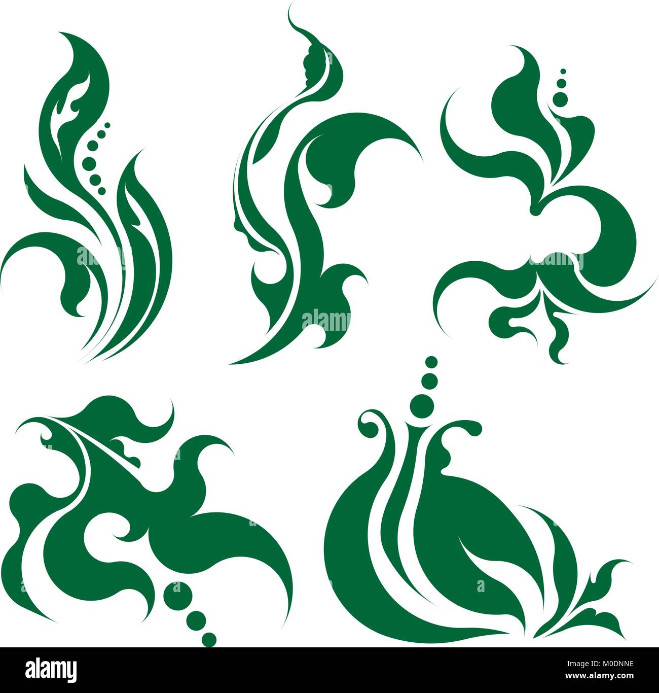 Set of five floral branches. Vector illustration Stock Vector Image ...