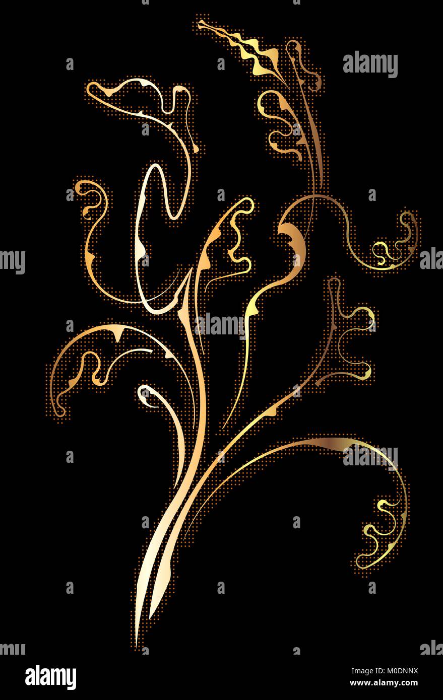 Decorative background with elegant gold branch. Vector illustration for ...