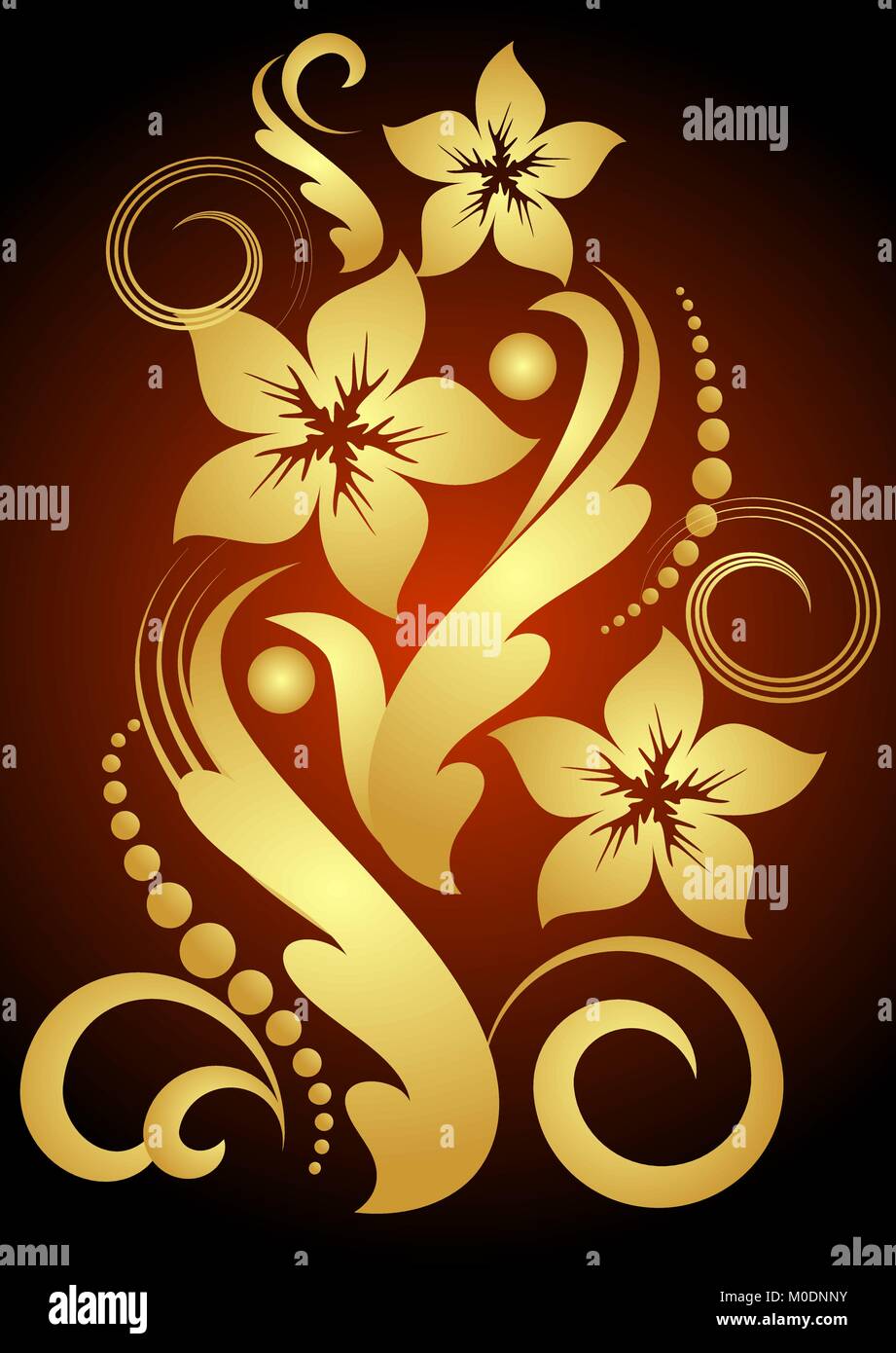 Gold colored flower Stock Vector Images - Alamy