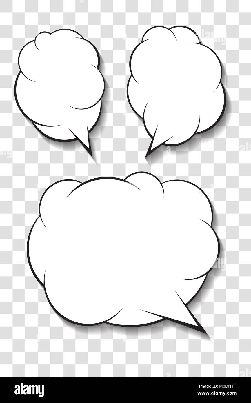 Set of 3 abstract talking bubbles with shadow and white fill Stock ...