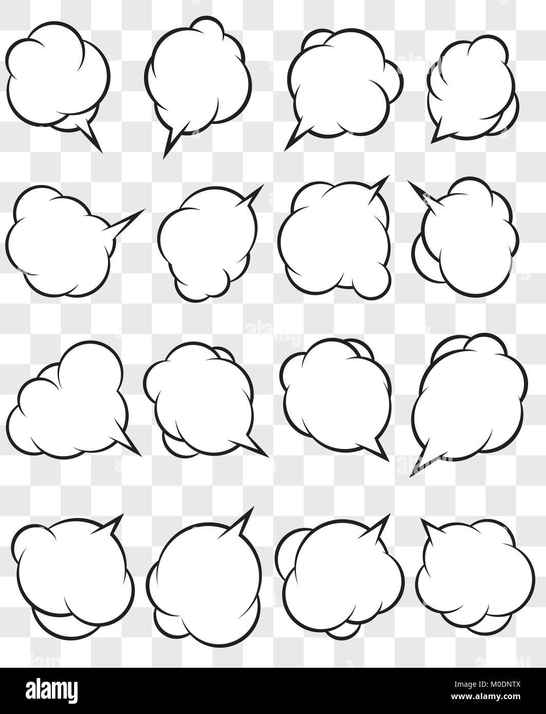 Set of 16 simple vector talking bubbles with white fills and ...