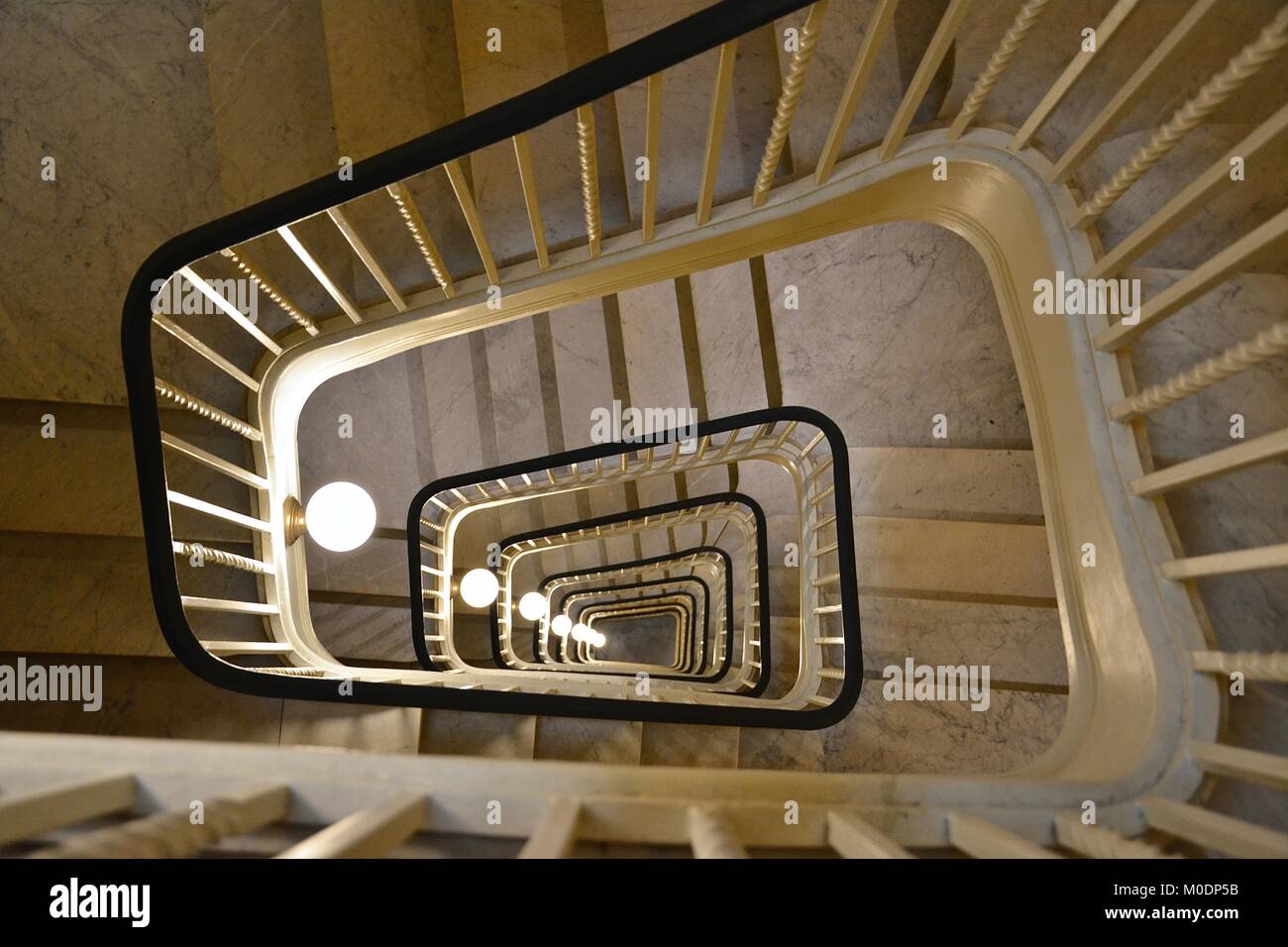 Looking down the beautiful and historic marble staircase in the iconic ...