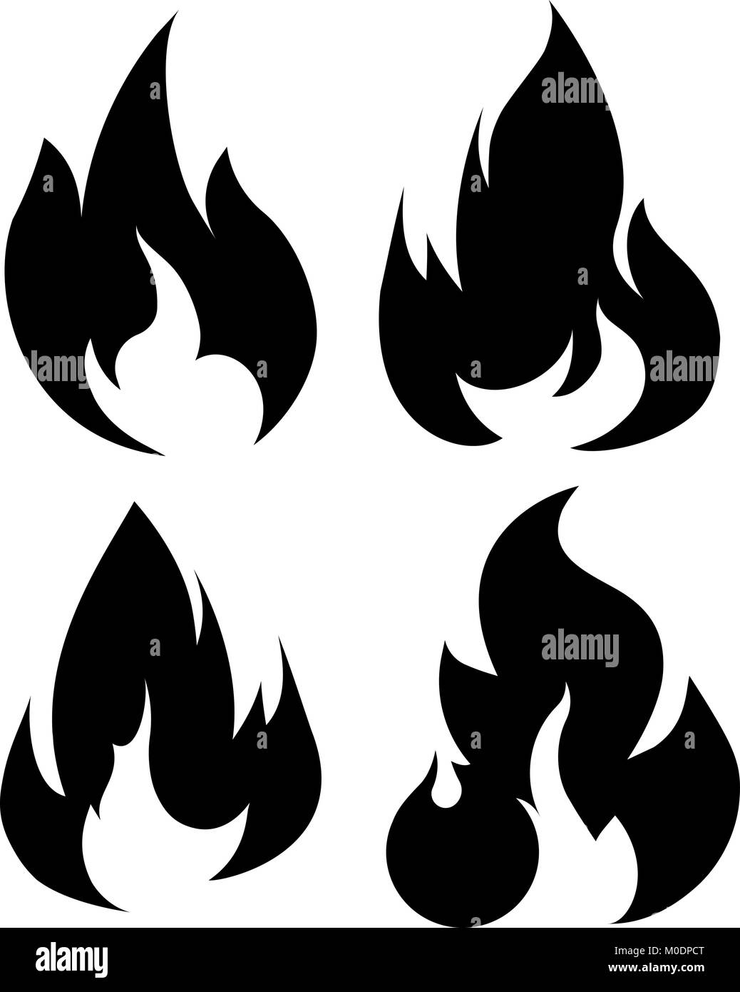 Set of 4 black fires for design or tattoo Stock Vector Image & Art - Alamy