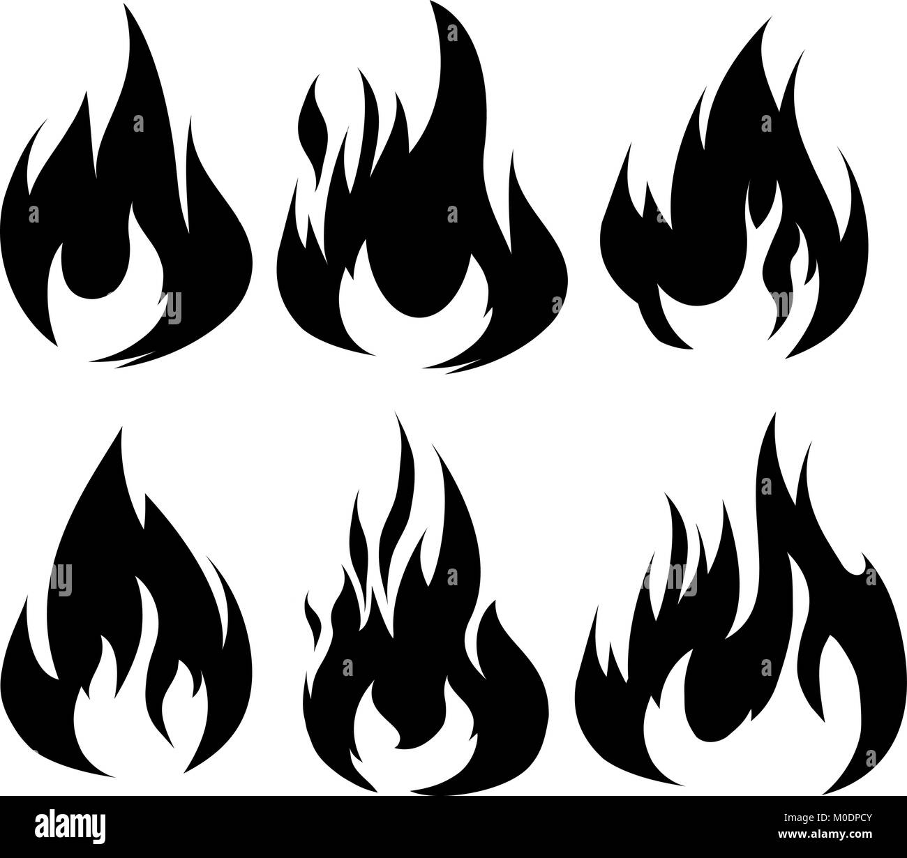 Set of 6 black fires for design or tattoo Stock Vector Image & Art - Alamy