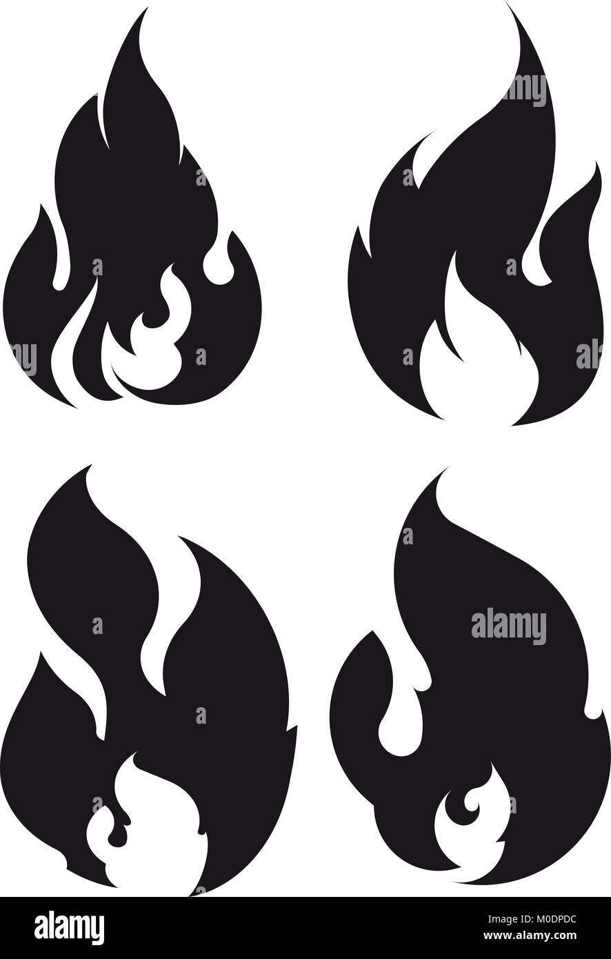 Set of 4 black fires for design or tattoo Stock Vector Image & Art - Alamy