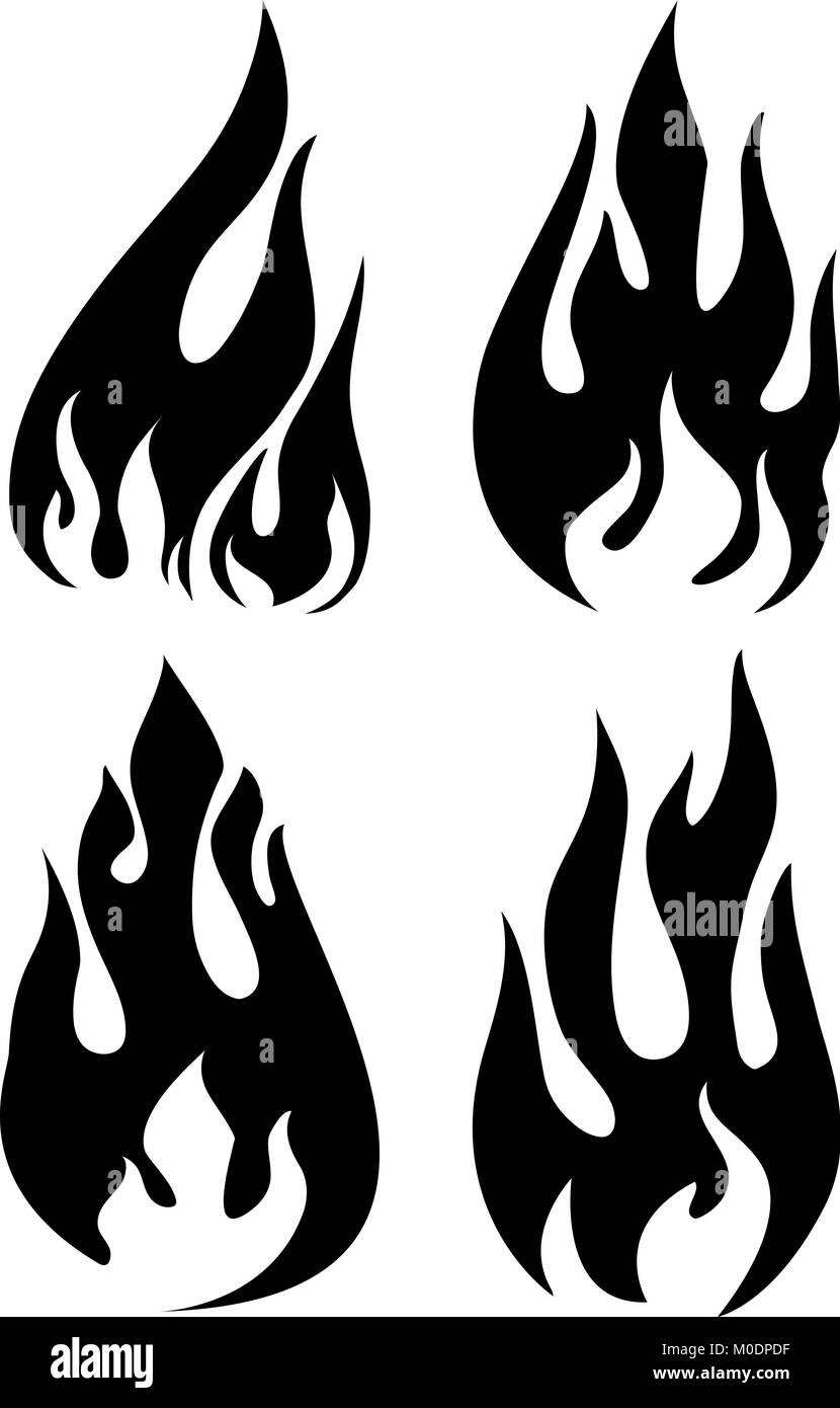 Set of 4 black fires for design or tattoo Stock Vector Image & Art - Alamy