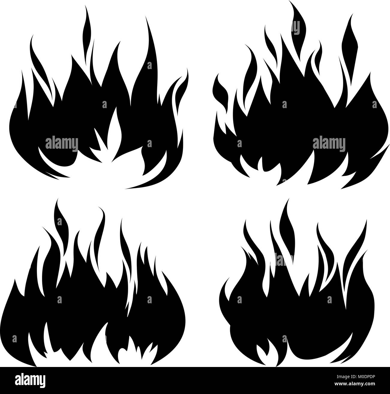 Set of 4 black fires for design or tattoo Stock Vector Image & Art - Alamy