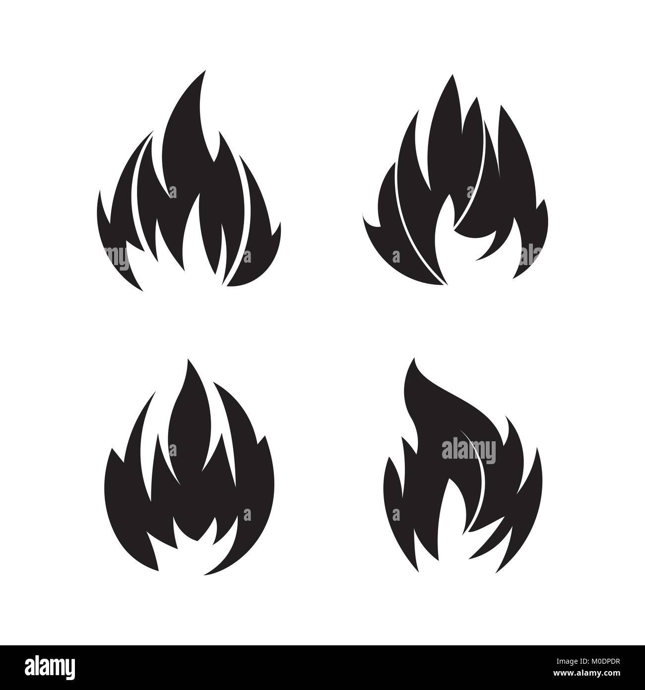 Set of 4 black fires for design or tattoo Stock Vector Image & Art - Alamy