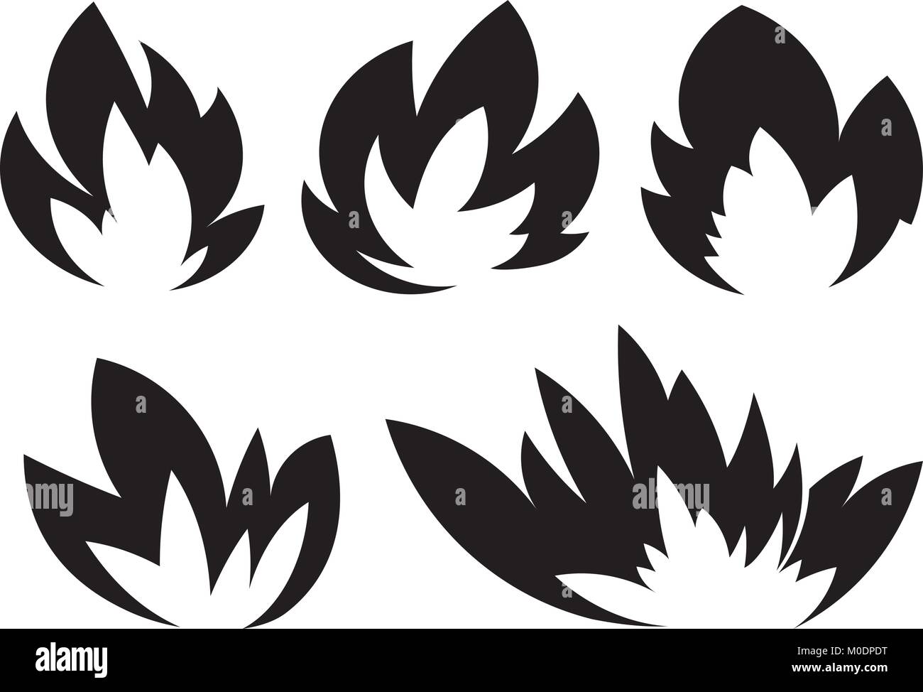 Set of 5 unusual black fires for design or tattoo Stock Vector Image ...