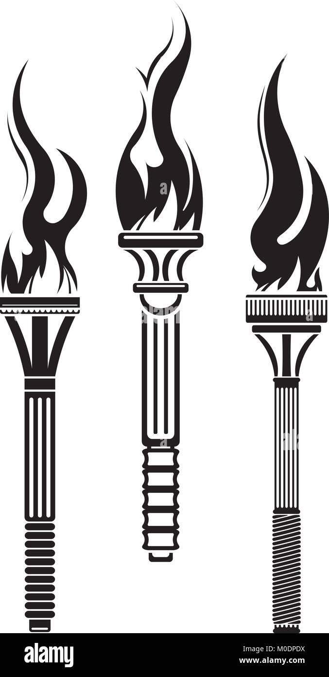 Set of 3 decorative black vector torches Stock Vector Image & Art - Alamy