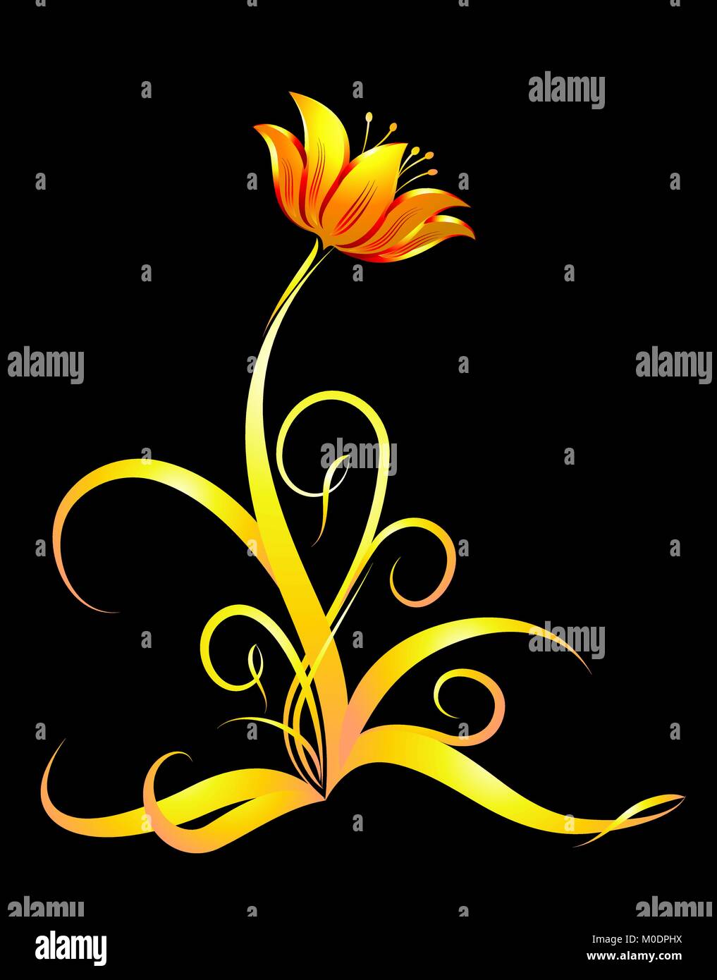 Gold colored flower Stock Vector Images - Alamy