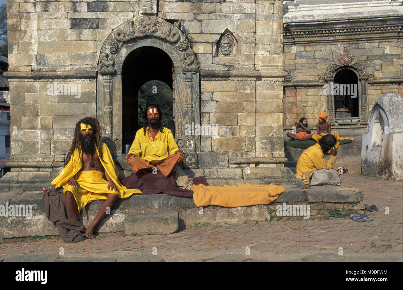 Nepal. Kathmandu. Pashupatinath temple (Hindu). Sadhus (holy men ...