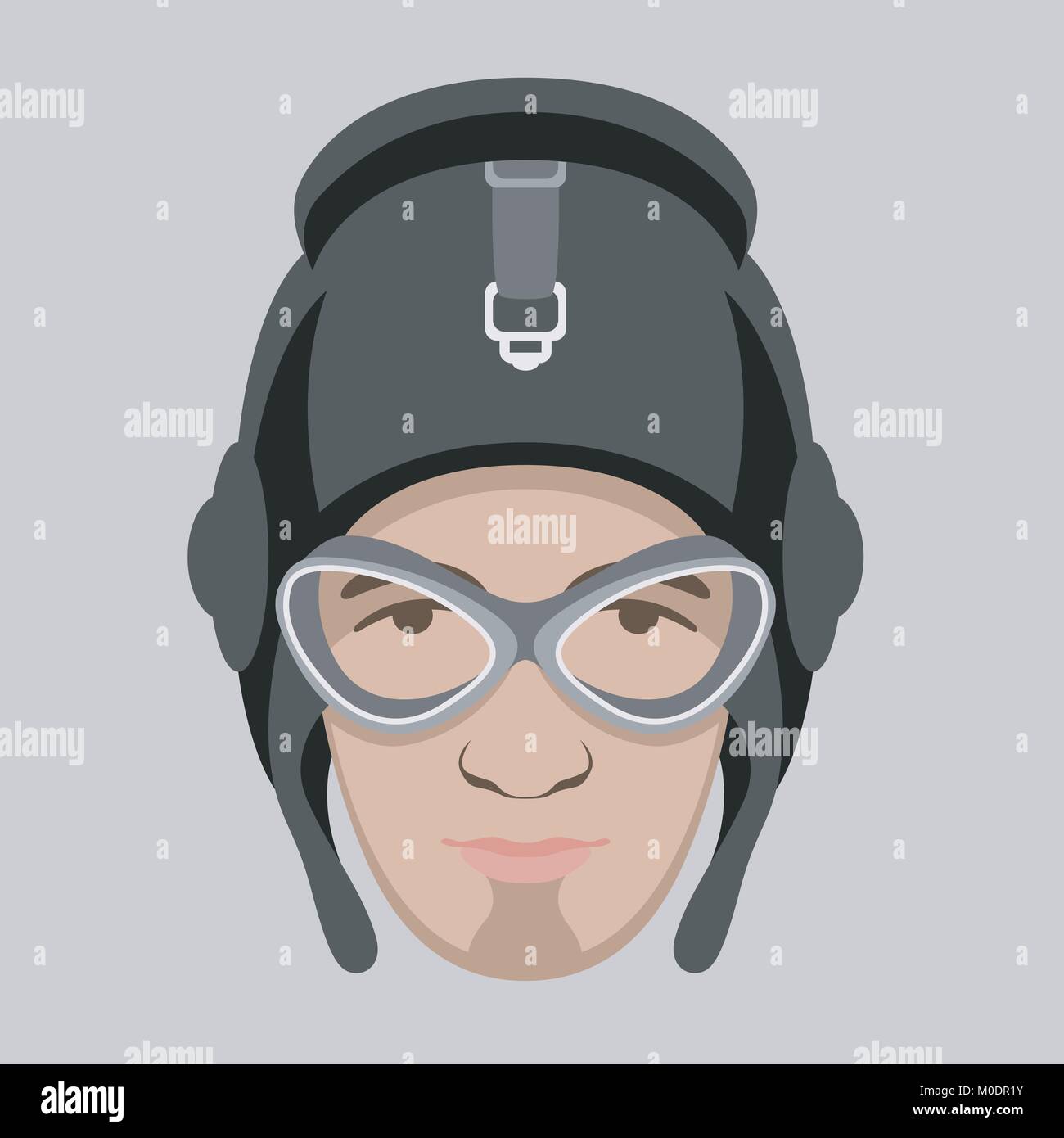 man face in helmet of the aviator vector illustration flat style Stock ...