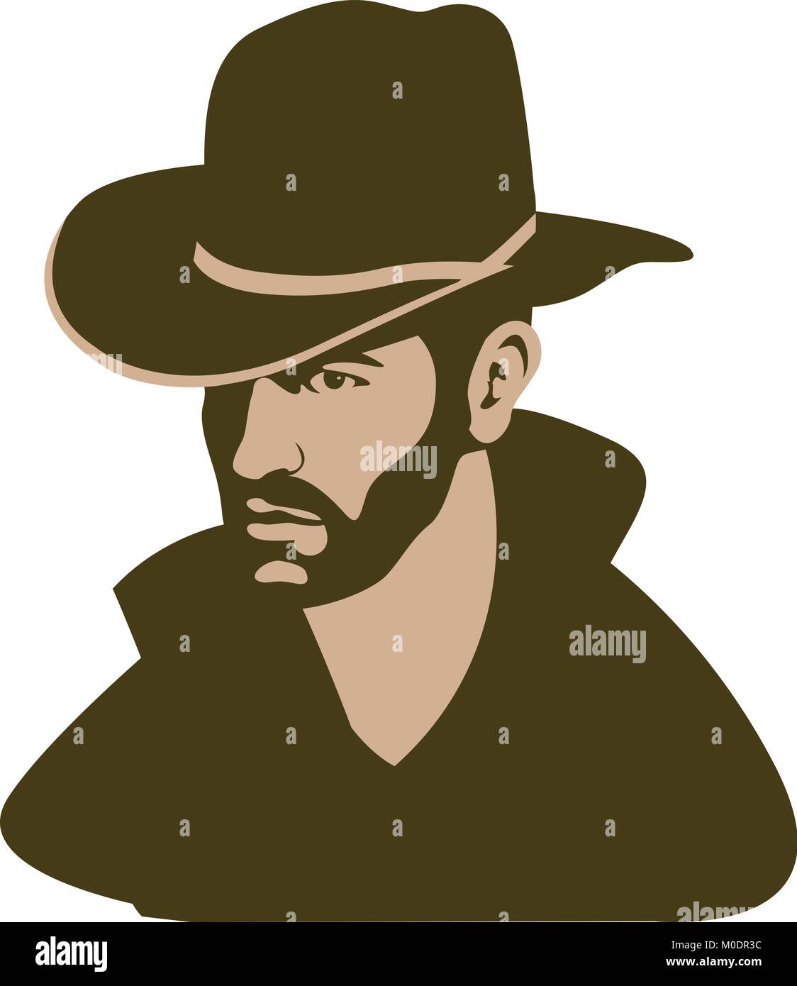 man in hat face vector illustration flat style profile side Stock ...