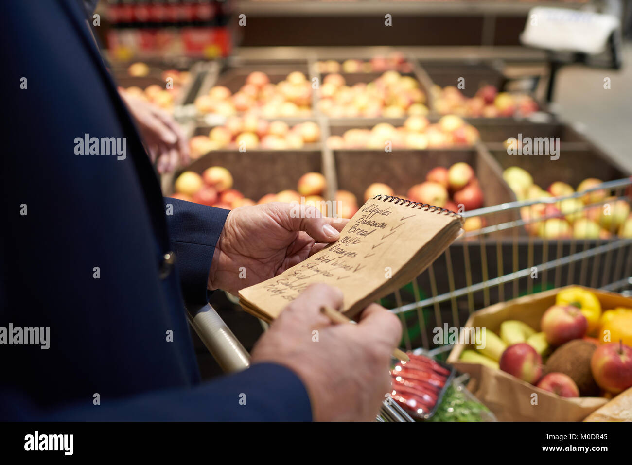 Senior Man Holding Shopping List Stock Photo - Alamy