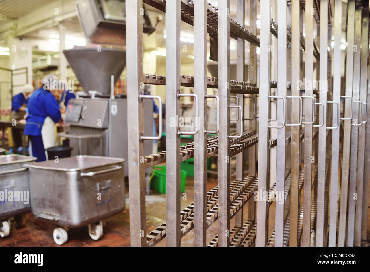 Sausages meat process factory production hi-res stock photography and ...