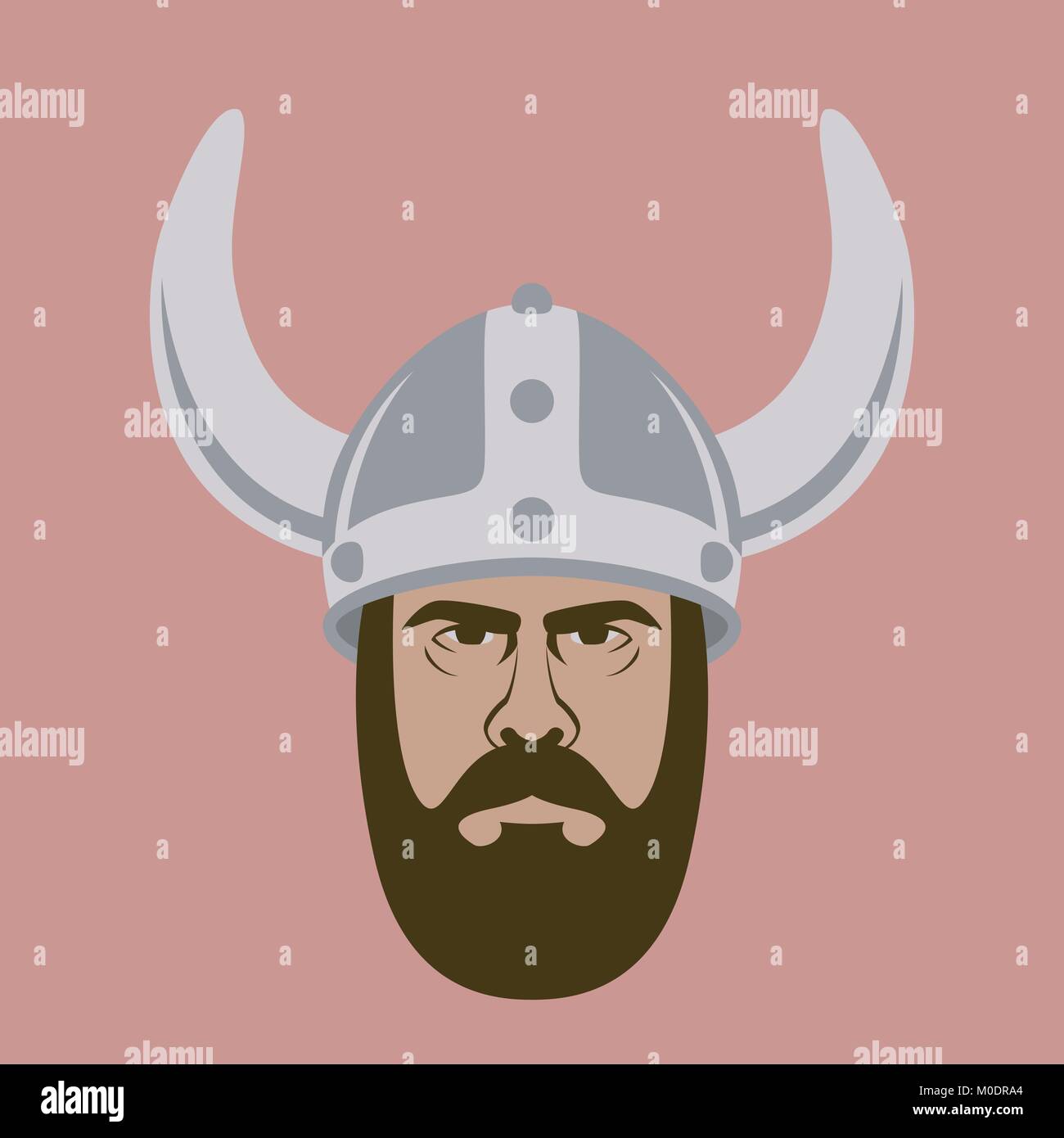 man face in viking helmet vector illustration flat style front view ...