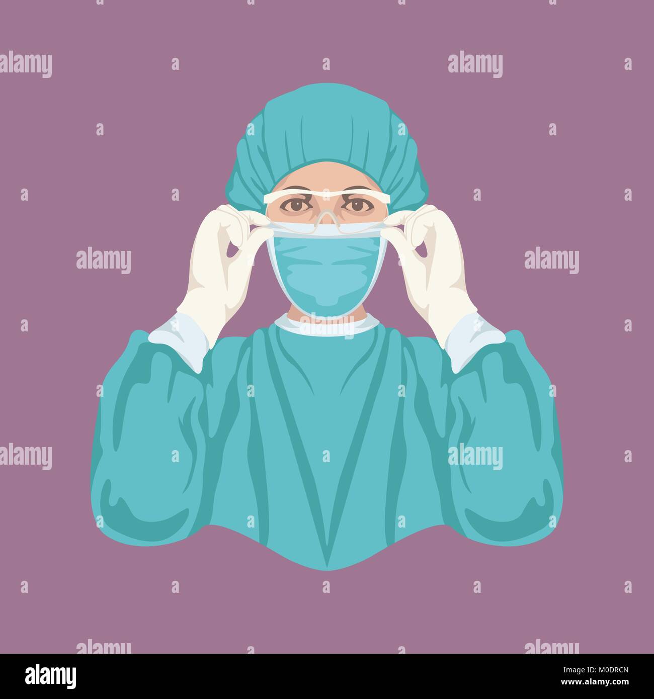 medical sister glasses vector illustration flat style front view Stock ...