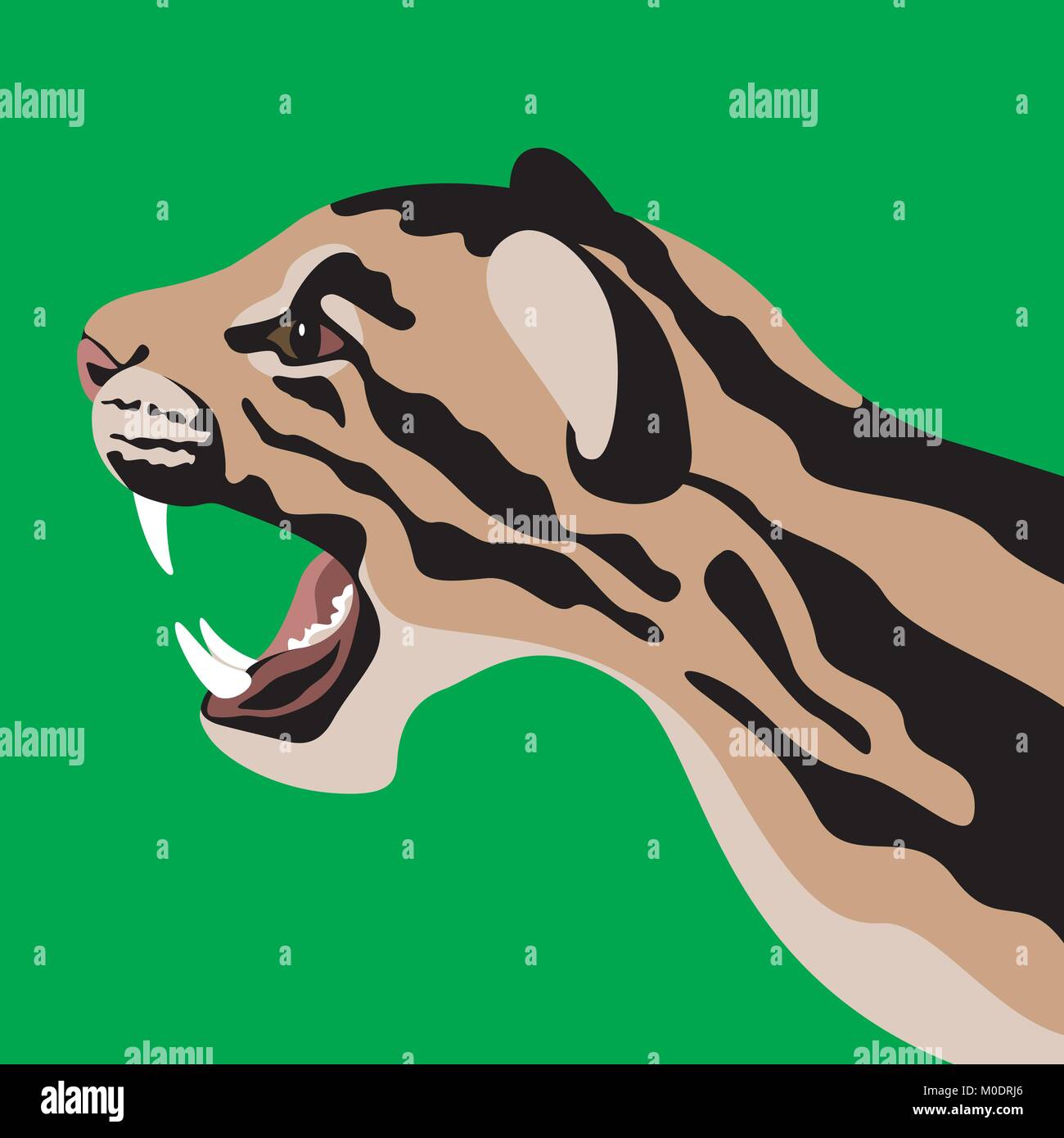 ocelot cat head vector illustration style flat profile side Stock ...
