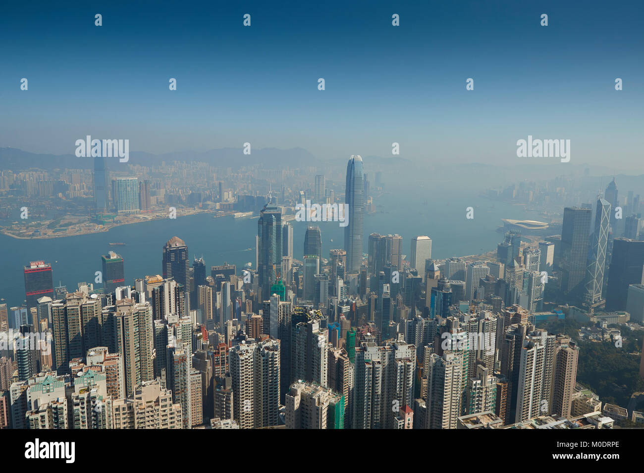 Aerial View Of The Hong Kong Cityscape And Victoria Harbour Seen From ...