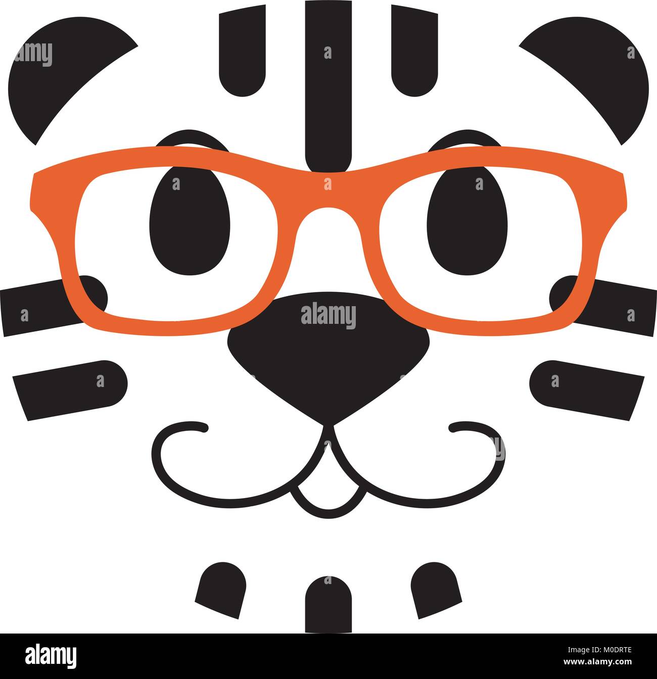 tiger head in glasses vector illustration flat style front Stock Vector ...