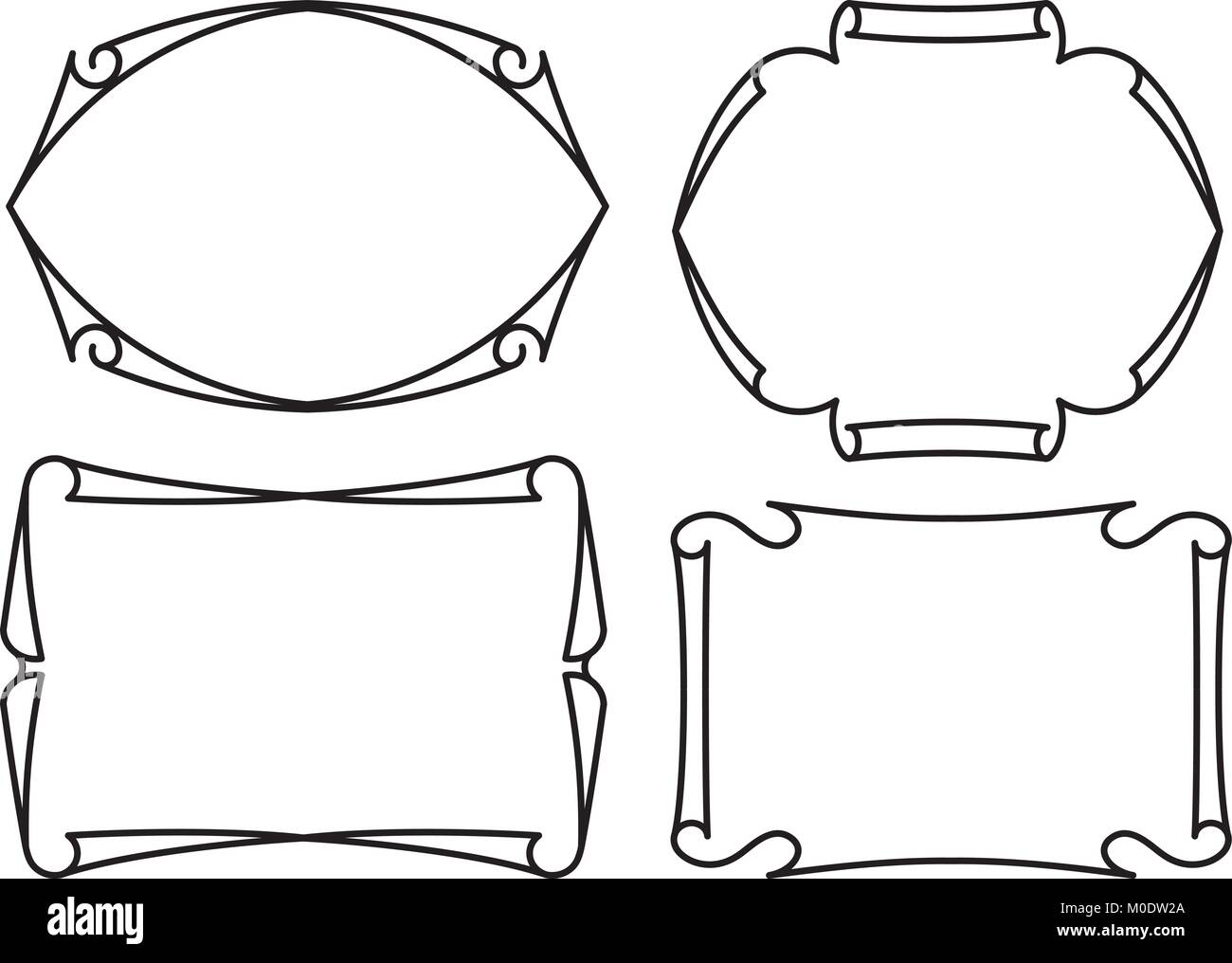 Set of four decorative stylized frame with swirl edges Stock Vector ...