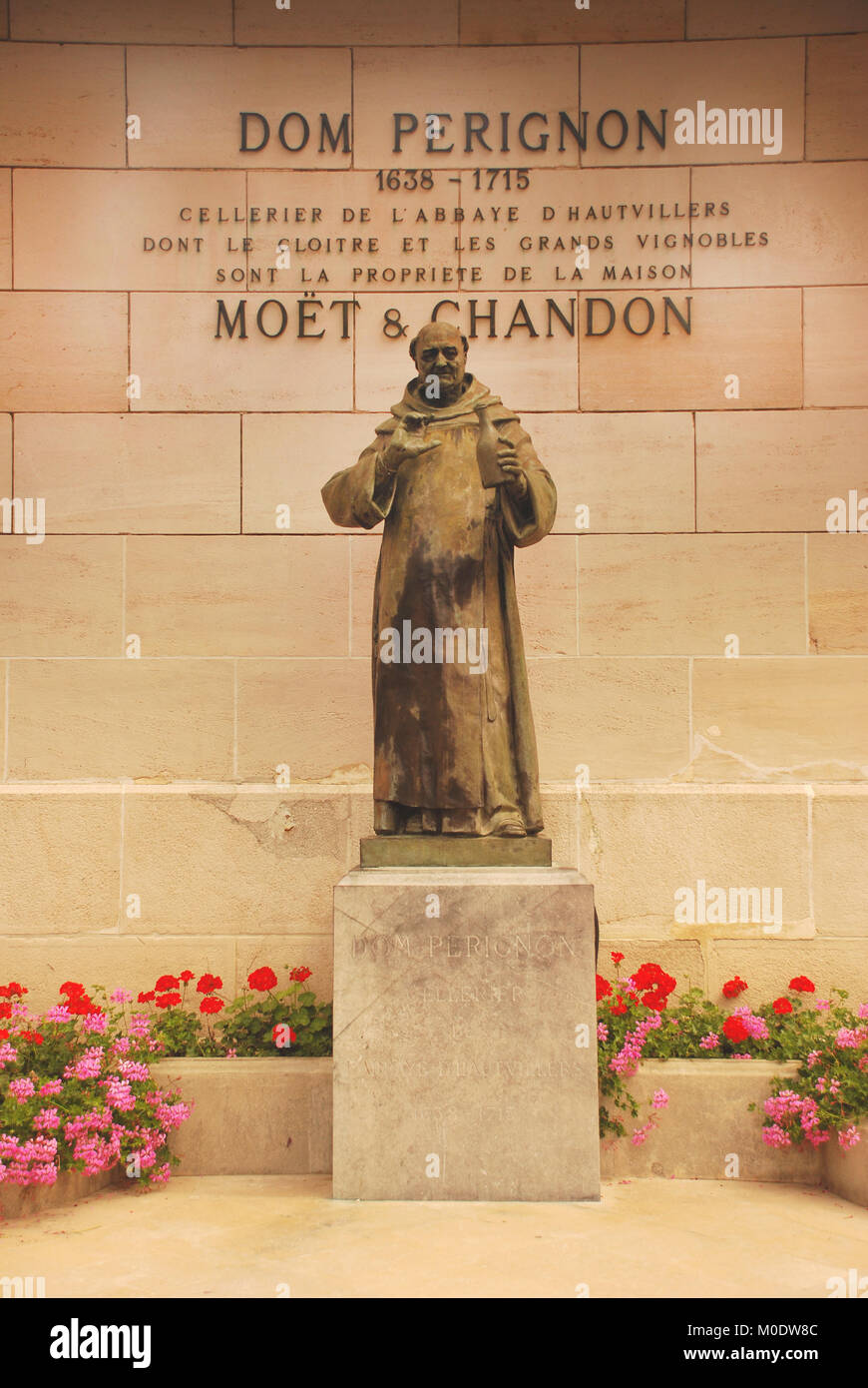 Dom Perignon Statue at Moet and Chandon HQ, Epernay, Champagne, France ...
