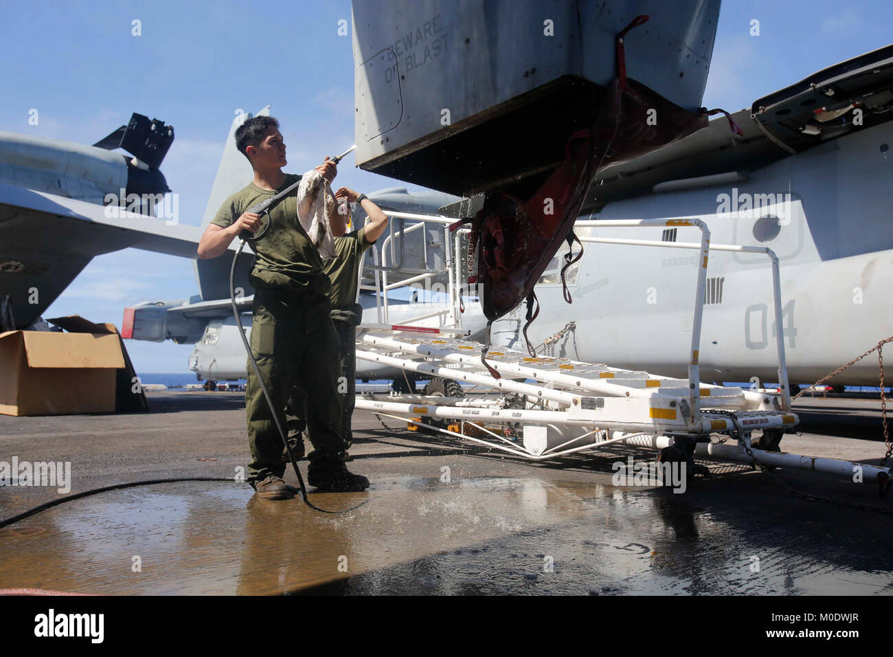 PACIFIC OCEAN – Lance Cpl. Maverick Medina, a flight line mechanic, and ...