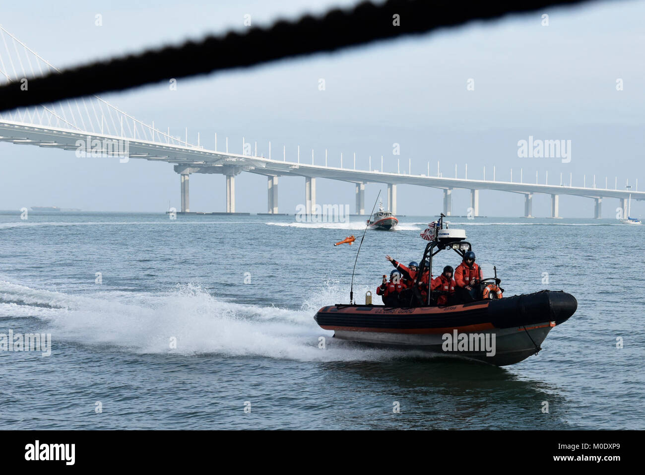 A Coast Guard 26-foot Over-the-Horizon Interceptor boat crew from Coast ...