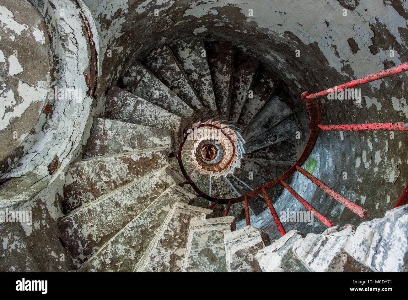 The ladder in the old abandoned lighthouse. Russia Stock Photo - Alamy