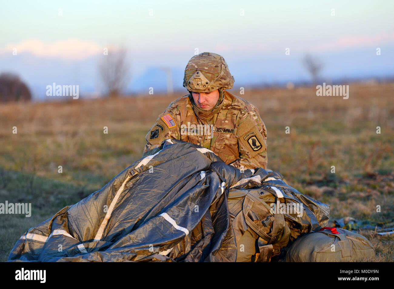 A U.S. Army Paratrooper assigned to the 173rd Brigade Support Battalion ...