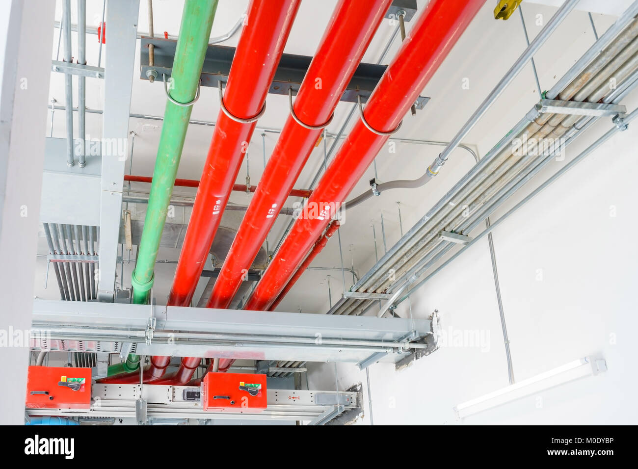 Red Water pipe system. Pumping systems for industrial plants ...