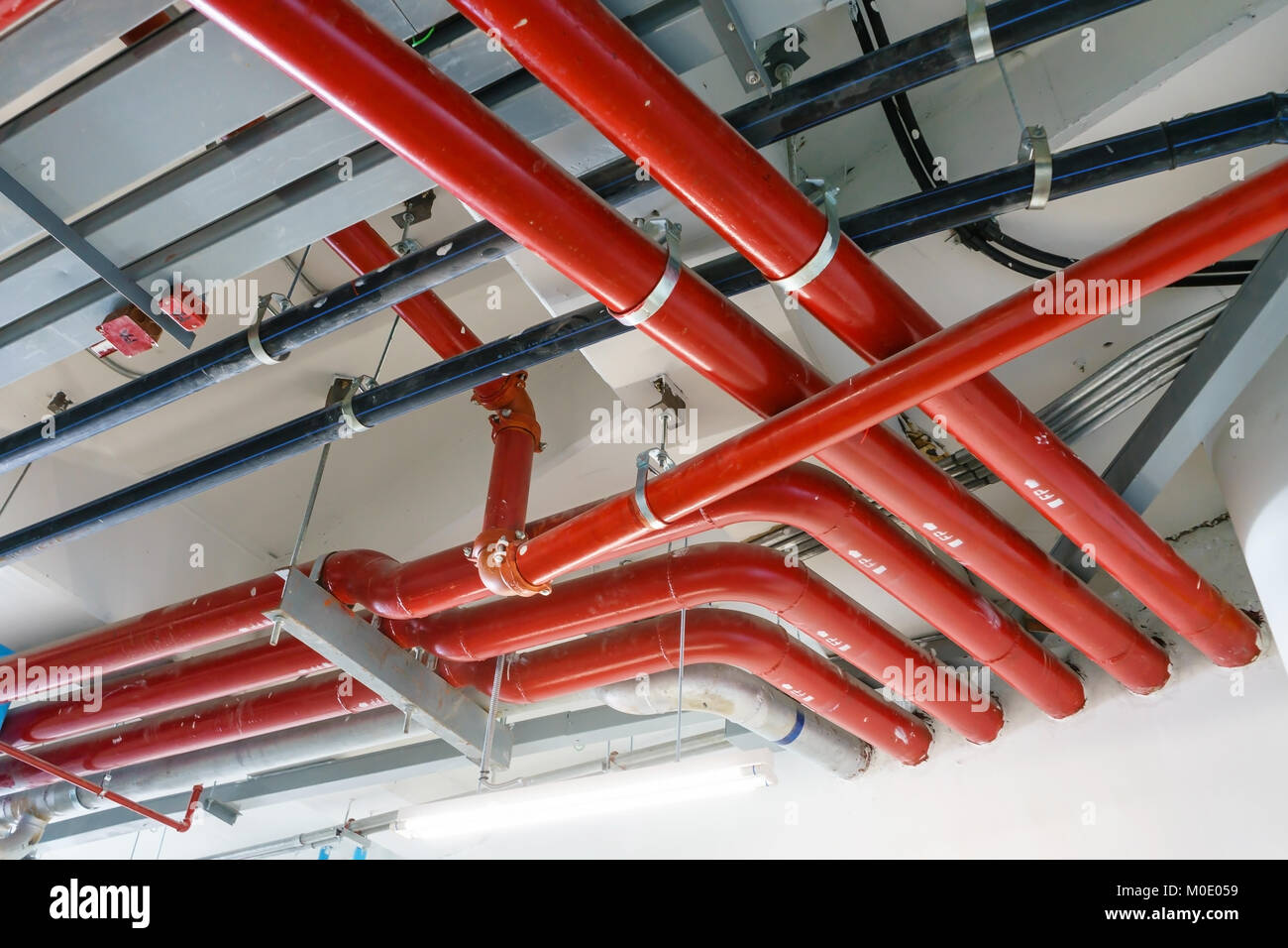 Red Water pipe system. Pumping systems for industrial plants ...