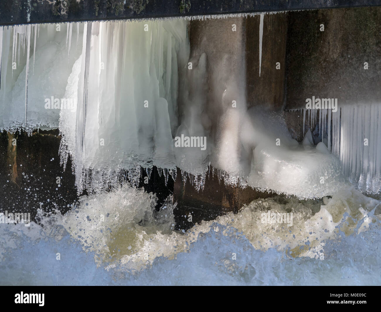 Icicles and Running Water Stock Photo - Alamy