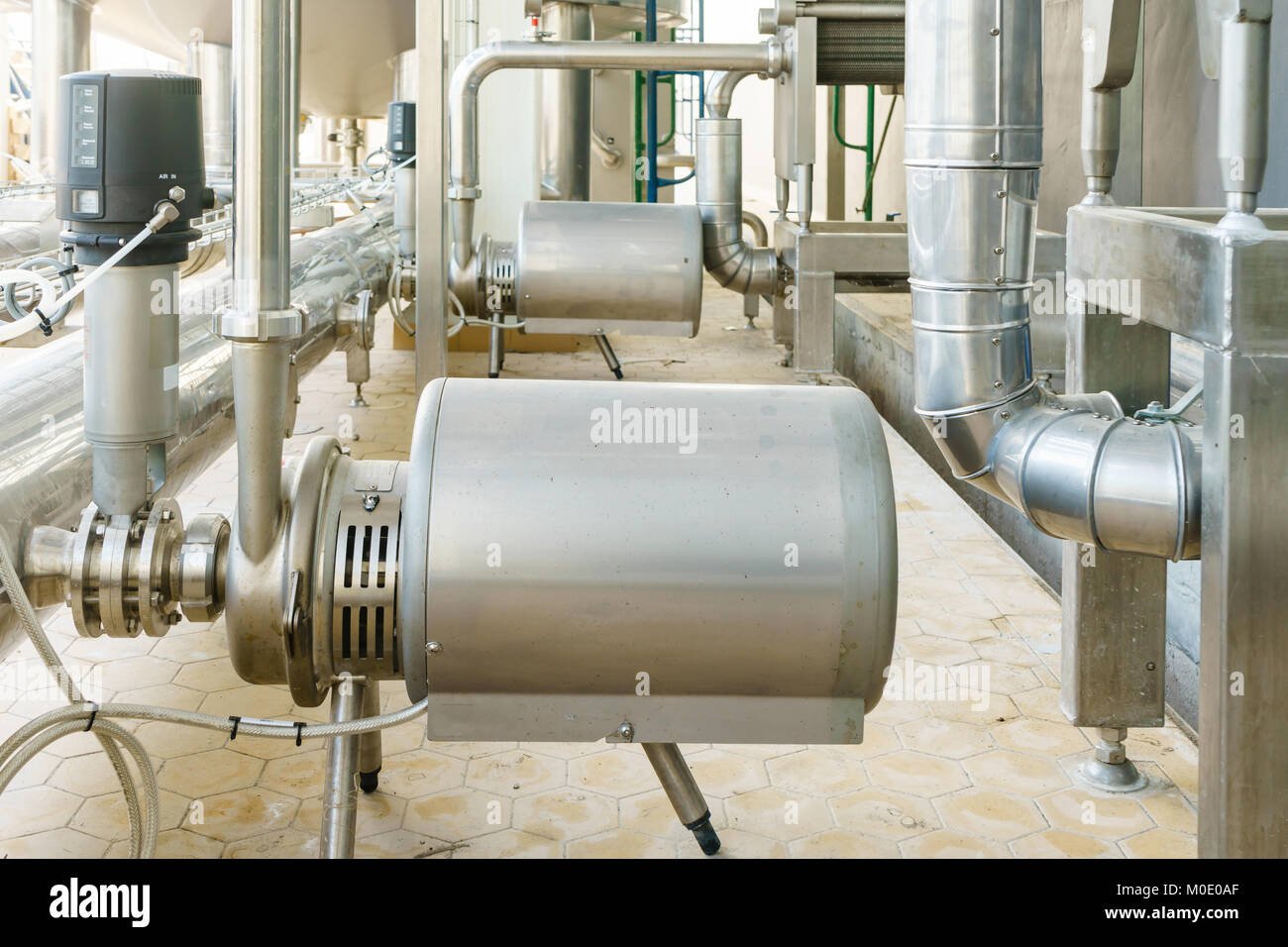 metallic plate in heat exchange machine and pump in the food industrial ...