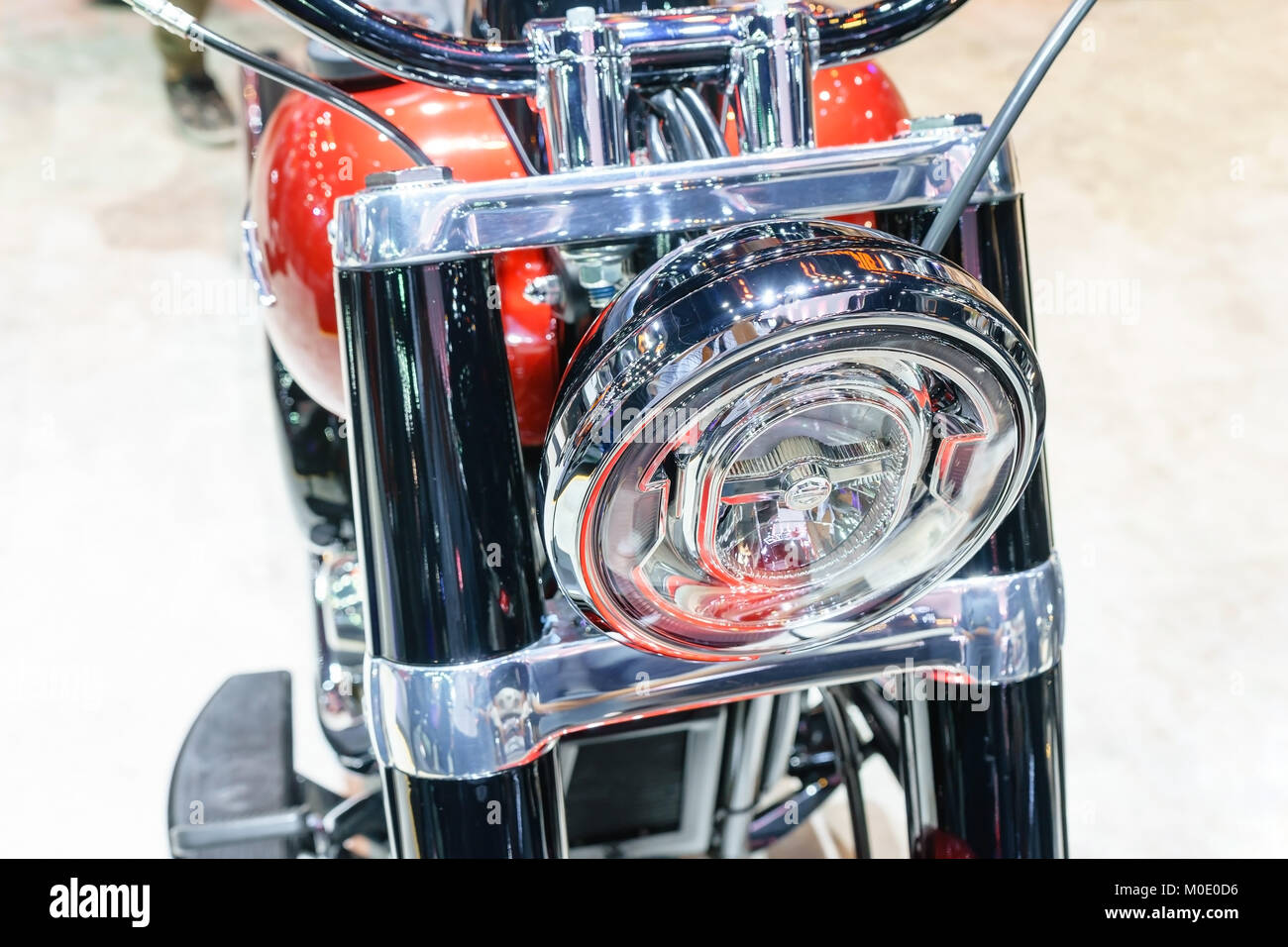 Detail on the headlight of a classic motorcycle Stock Photo - Alamy