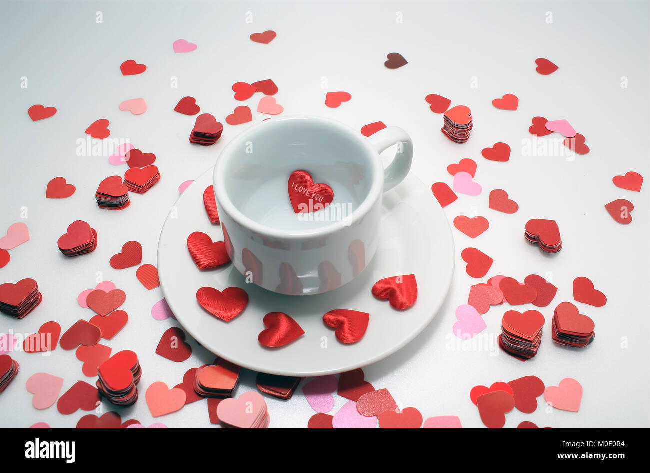 Valentines day Heart background with i love you " i love u ", cup of ...