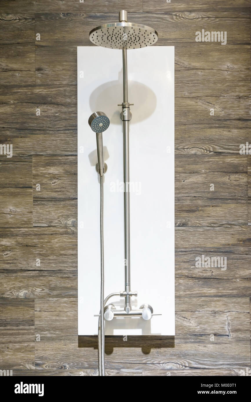 Interior of modern shower head in bathroom at home.Modern design of ...
