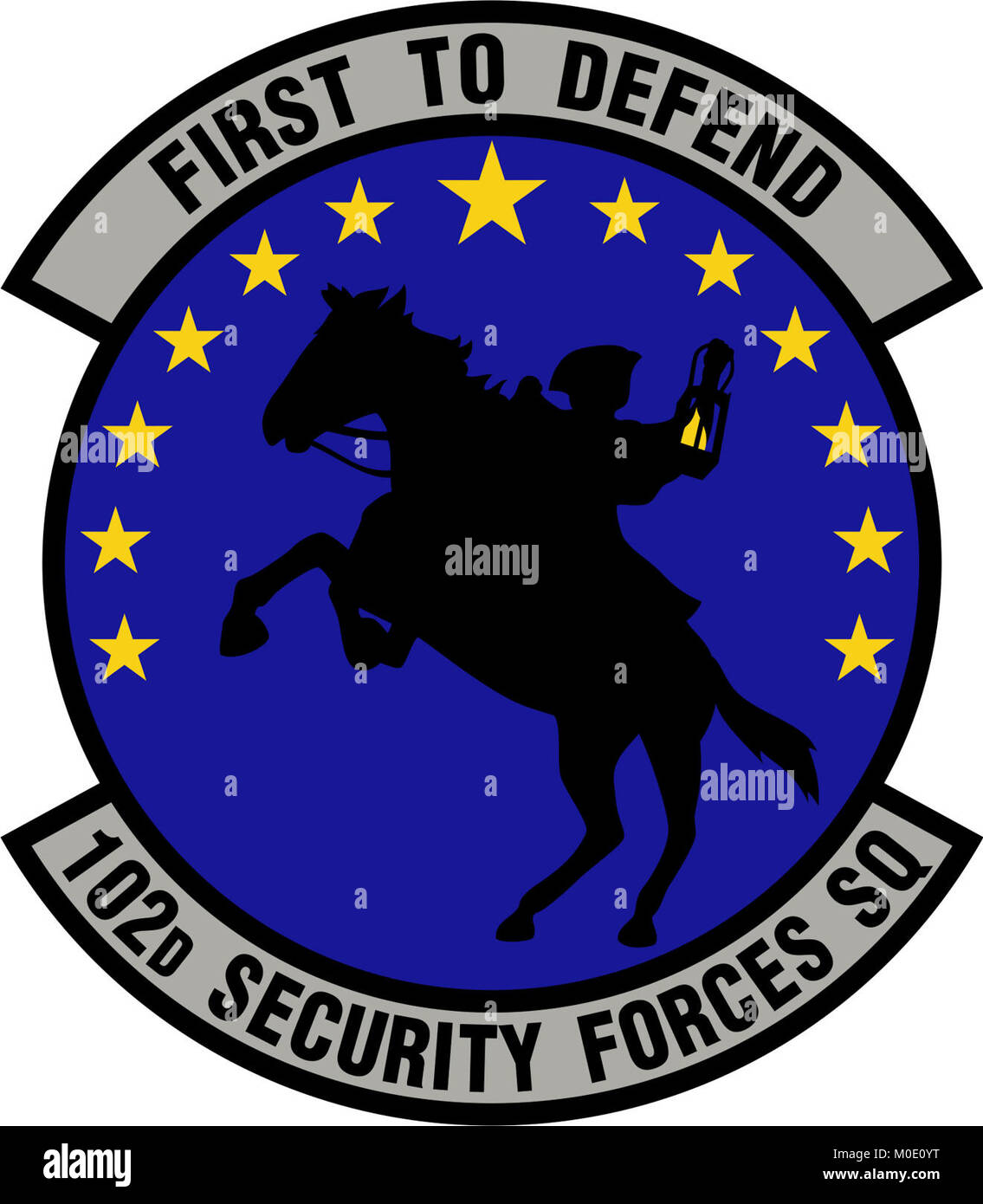 The official emblem of the 102nd Security Forces Squadron was inspired by early militias from ...