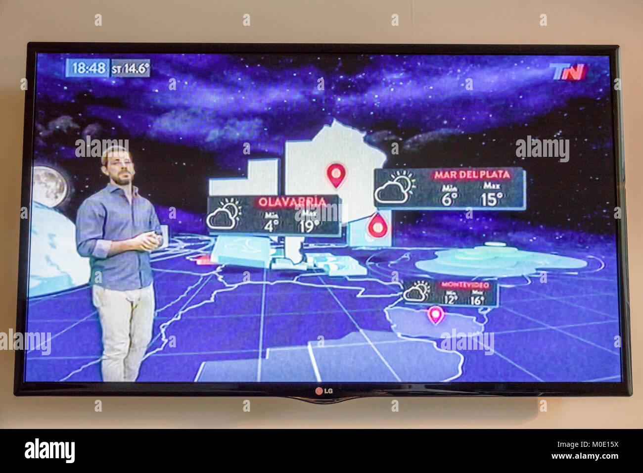 Buenos Aires Argentina,TV television screen monitor,weather report ...