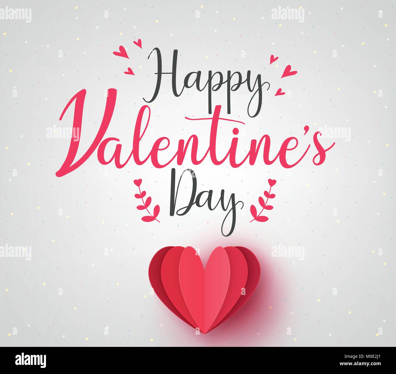 Lovely Happy Valentines Day Greeting Card with Red Paper Heart in ...