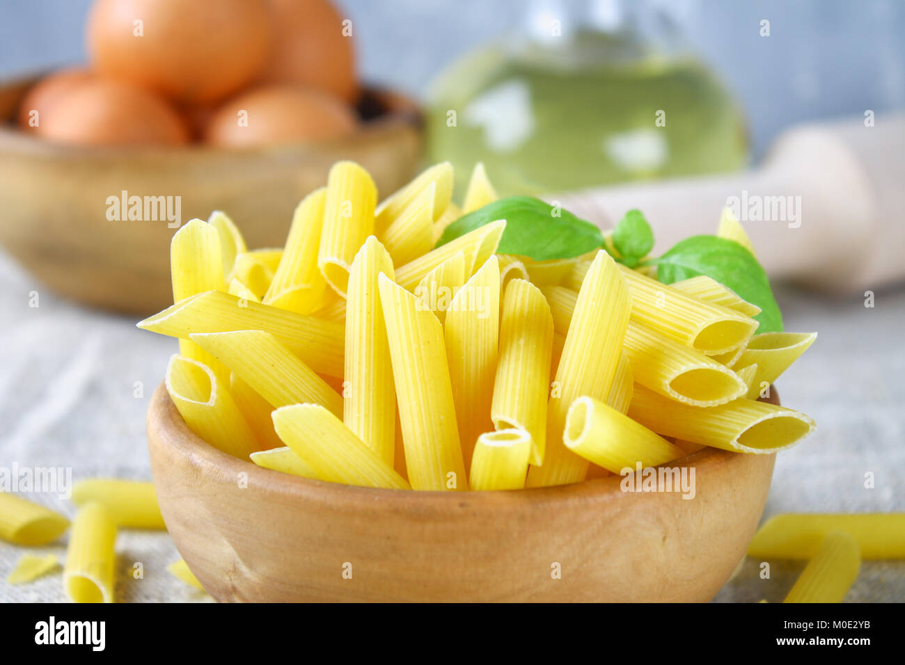 Penne rigate. Macaroni in the form of feathers. mostaccioli pasta Stock ...