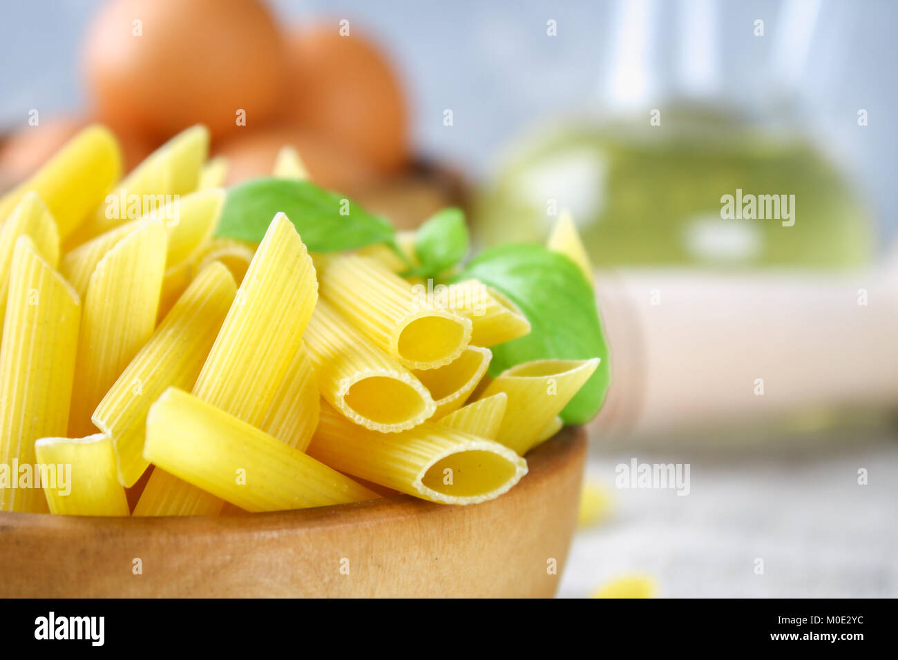 Penne rigate. Macaroni in the form of feathers. mostaccioli pasta Stock ...