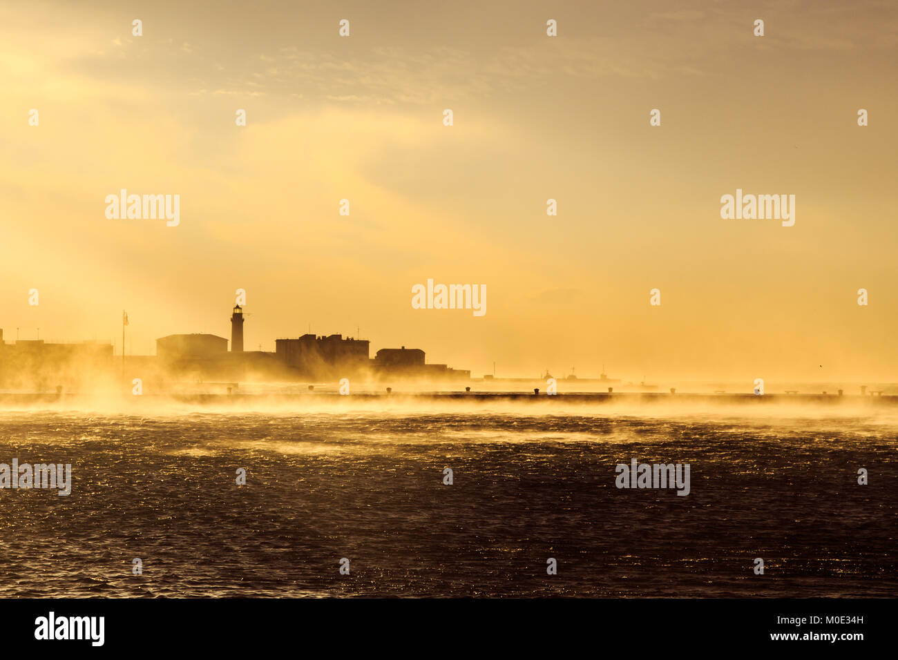 a cold and windy day in the port of Trieste, Italy Stock Photo - Alamy
