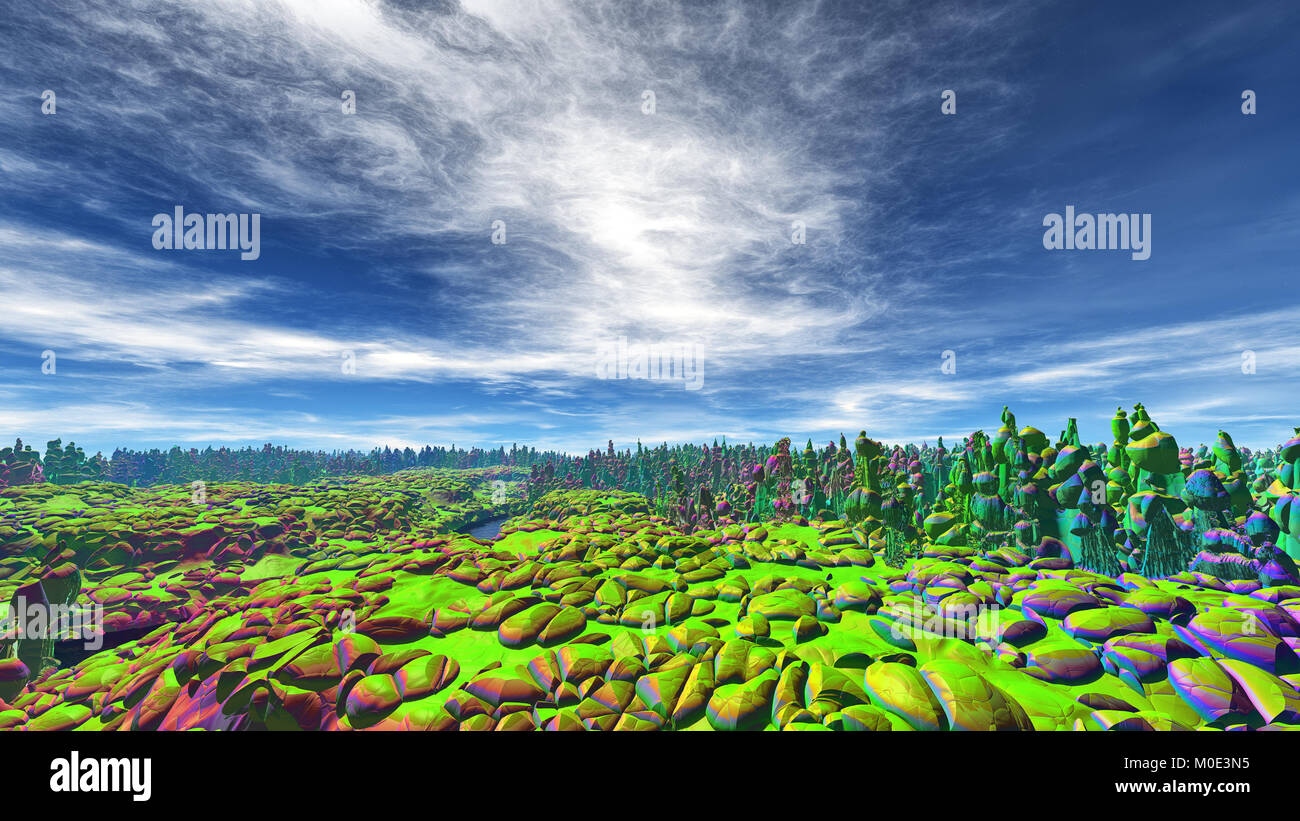 Alien Planet. Landscape of stranger planet. Rocks. 3D illustration ...