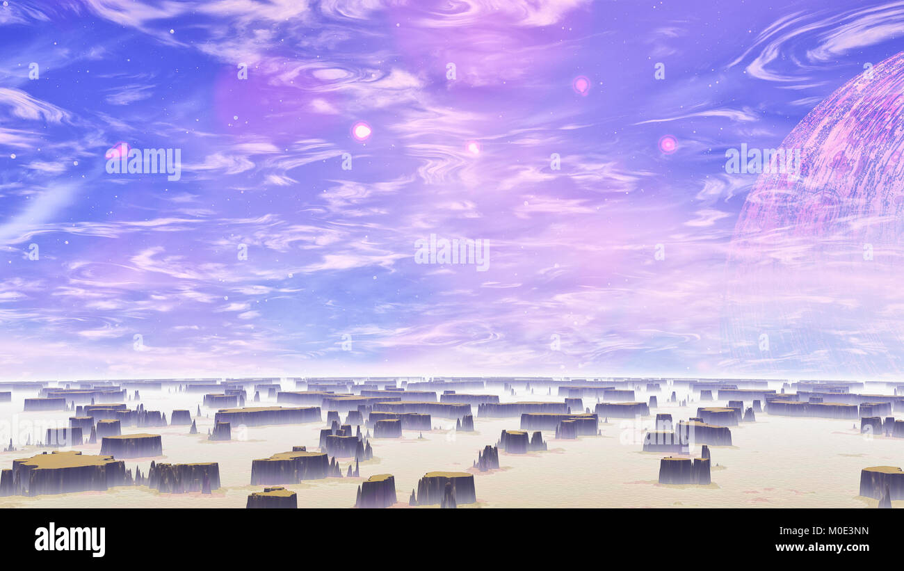 Alien Planet. Landscape of stranger planet. Rocks. 3D illustration ...